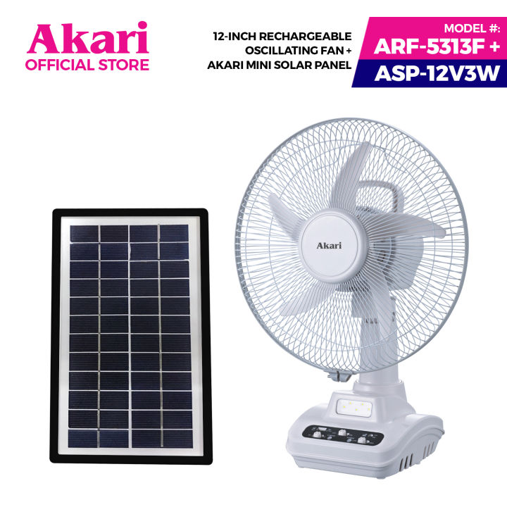 Akari 12-inch Rechargeable Oscillating Fan (ARF-5313F) + Akari Mini ...