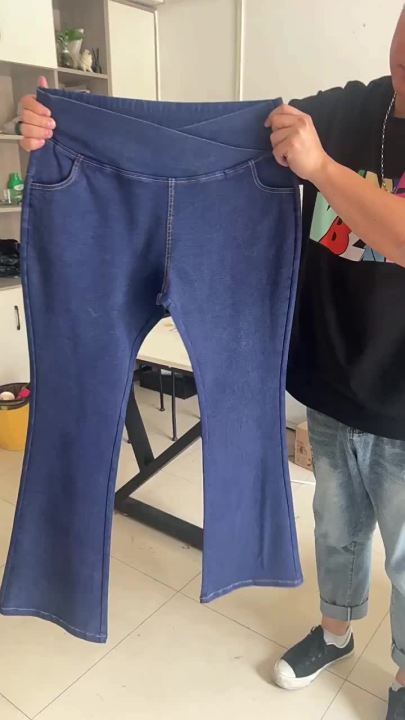 FE2023 ใหม่ล่าสุดกางเกงขาบานผ้ายีนส์ยืดสูงพิเศษทุกขนาดเสื้อผ้าผู้หญิงต้านเชื้อแบคทีเรียผ้ายืดสูง ...