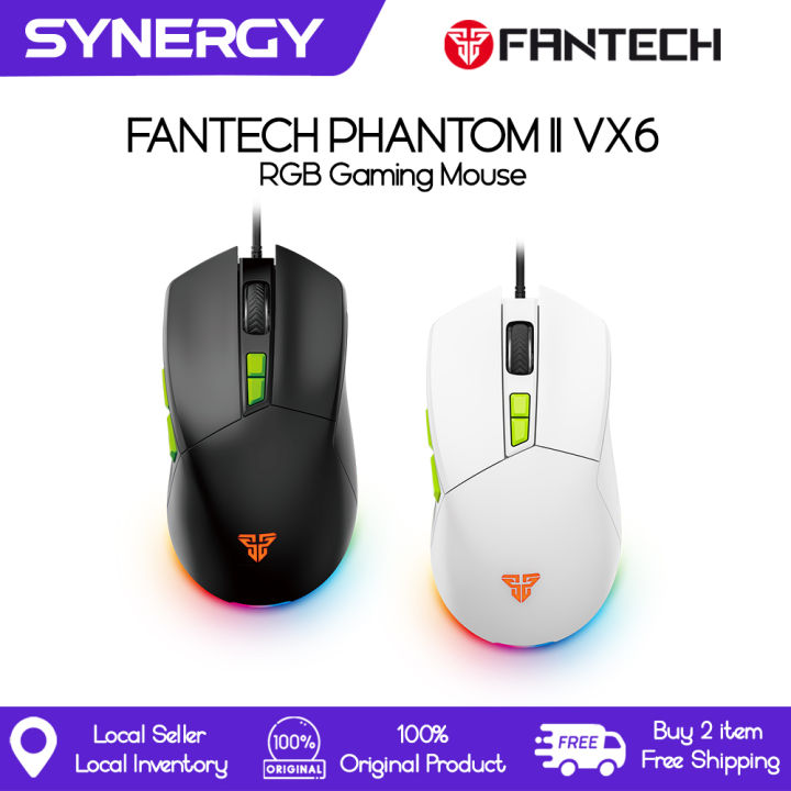 Fantech Tetikus Permainan Phantom II VX6 dengan Lampu RGB, Reka Bentuk Ergonomik | Lazada