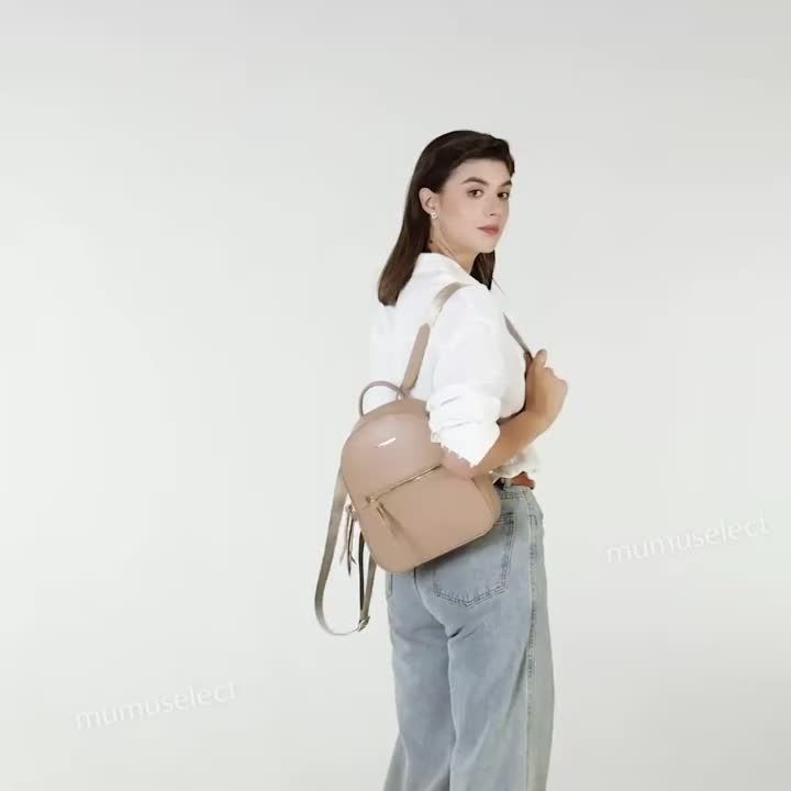 Mumu Select M656 Korean PU Leather Quality Simple Back Pack School ...