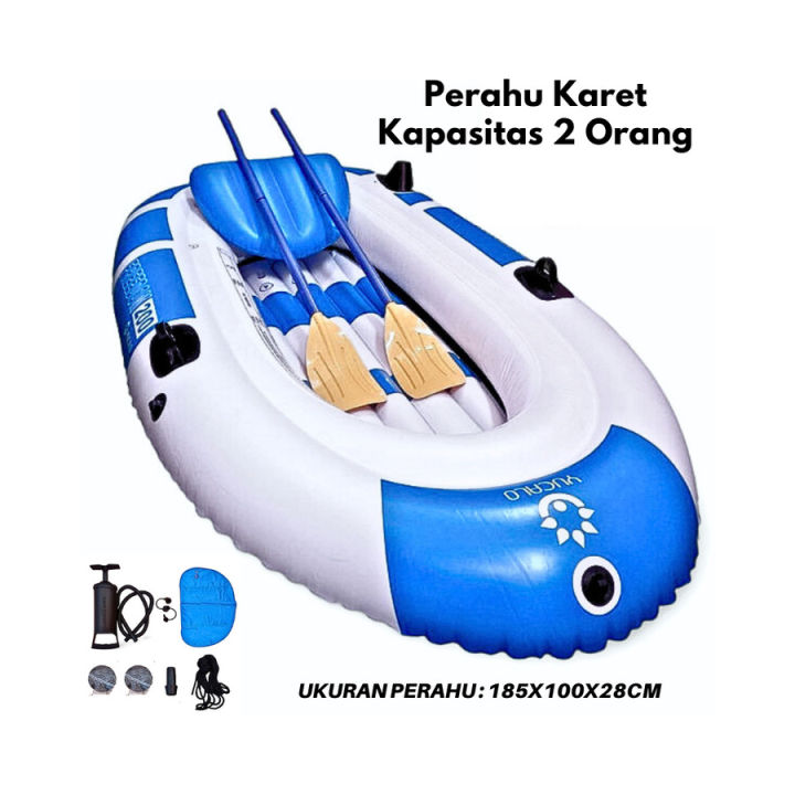 Perahu Karet Kapasitas 2 Orang Komplit Dayung | Lazada Indonesia