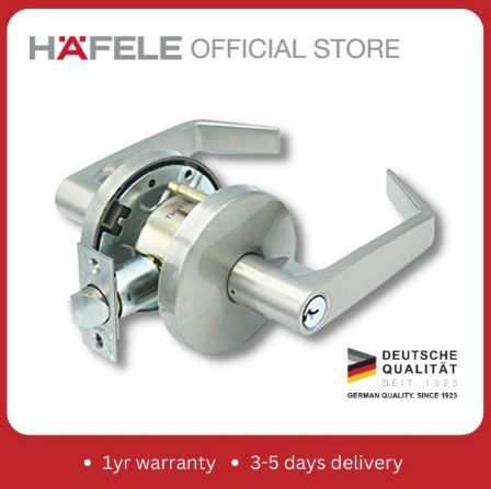 Hafele Cylindrical Lever Lock Set, Grade 2 Nickel Matt Finish, for Door Thickness 35-45 mm ...
