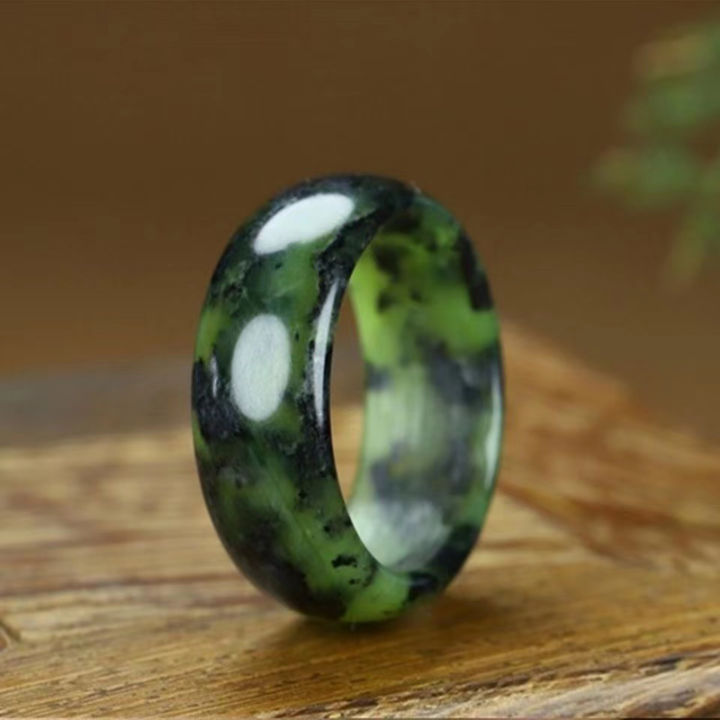 Natural Tibetan medicine King Stone Ring serpentine ring Tibetan jade ...