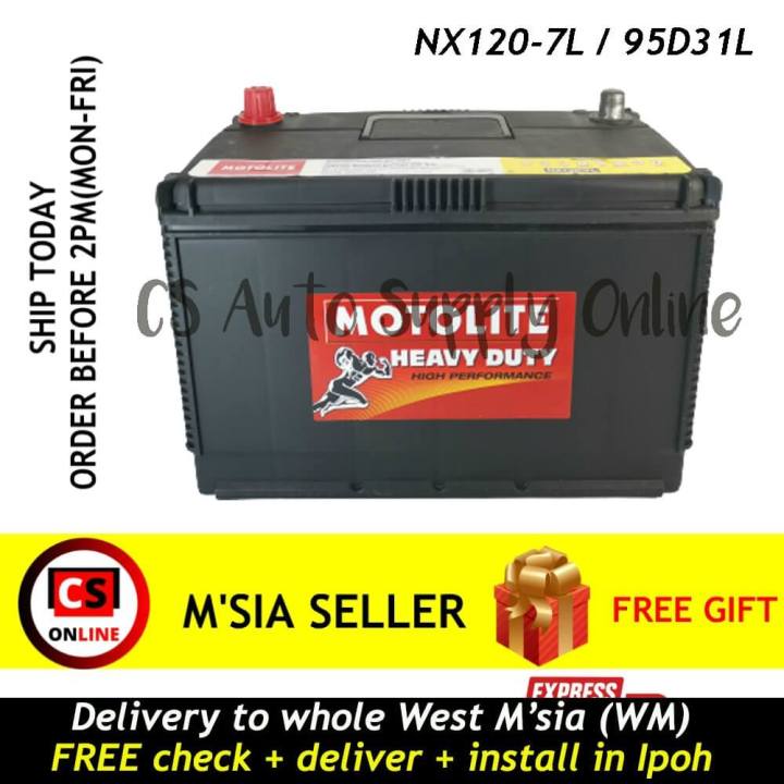 Century NX120-7L 95D31L Motolite Heavy Duty Battery MF Genuine Car ...