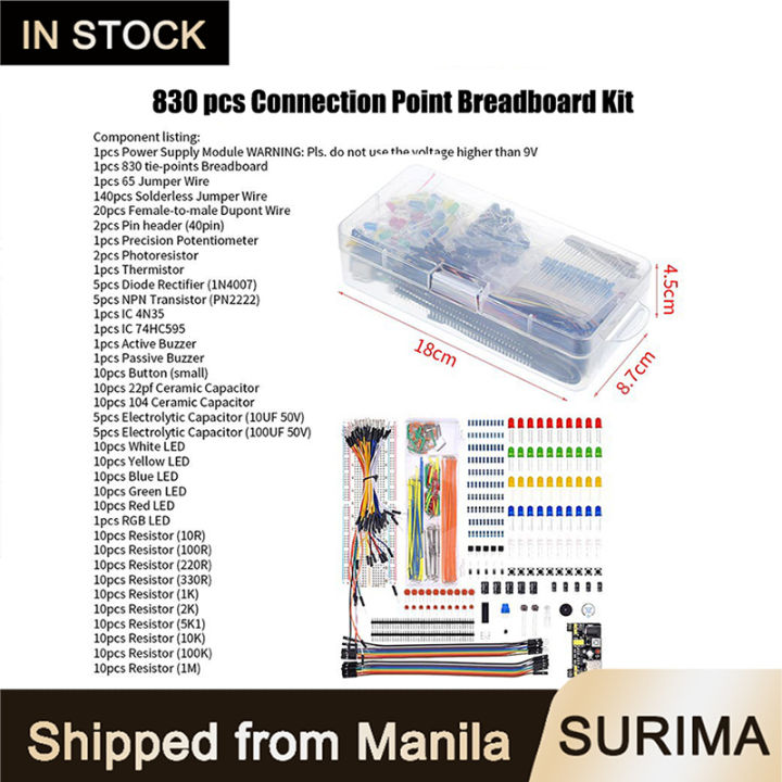 830 Breadboard Set Electronic Component Basic Starter Kit With