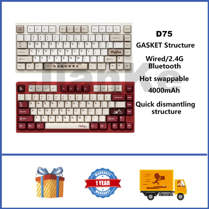 WEIKAV D75 Aluminum Wireless Mechanical Keyboard 75% Hot swappable RGB ...
