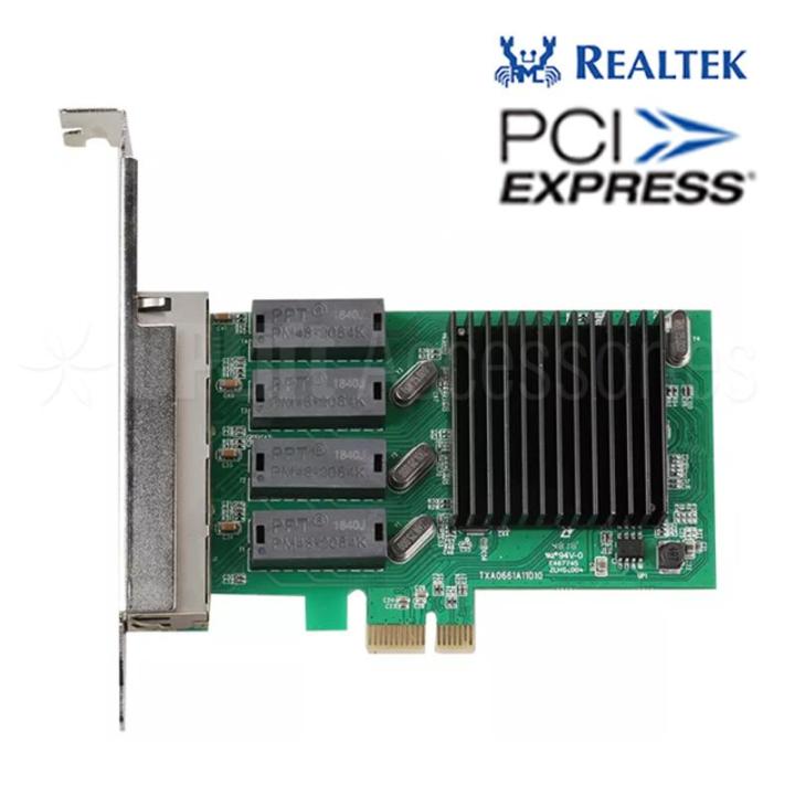 Realtek 4-Port Gigabit LAN Card PCI-E x1 Interface for PC (Quad-Port ...