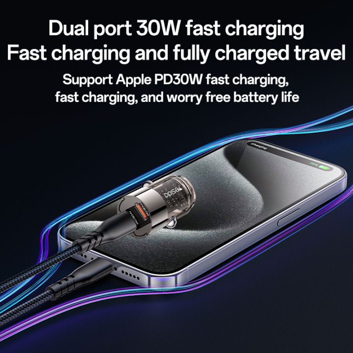 Yesido Y69 30W Super-Fast Car Charger Dual USB-C port Aluminium Alloy ...