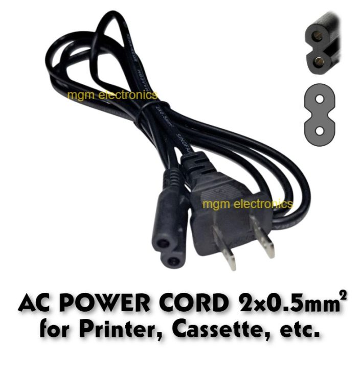 AC POWER CORD 2 Pin Plug Cable for Printer, Radio Cassette, Speaker, TV ...