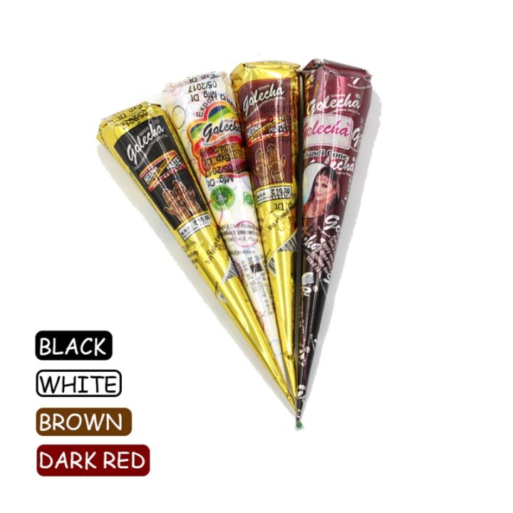 GOLECHA Black Brown Red White Henna Cones Indian Henna Tattoo Paste For ...
