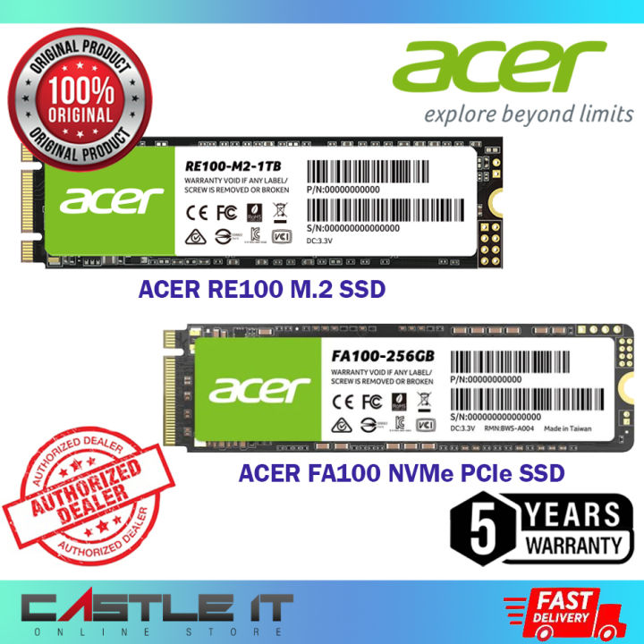 Acer SSD 128GB 256GB 500GB 512GB 1TB 2TB FA100 FA200 GEN 3X4 NVME GEN3 / GEN4 M.2 PCIE 2280 ...