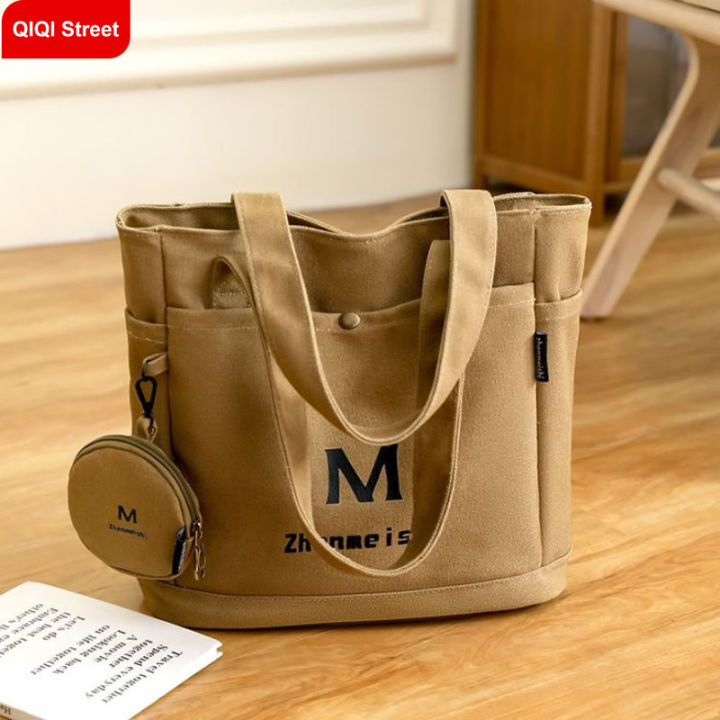 Canvas bag large capacity 2024 new college style shoulder bag tote bag ...