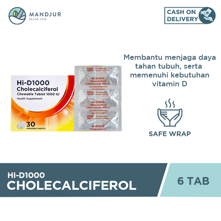 Hi-D 1000 Vitamin D3 6 Tablet - Suplemen Vitamin D 1000 IU | Lazada ...