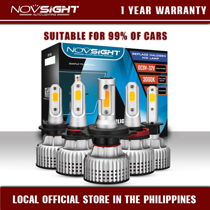 Novsight N12Y 72W 10000LM LED Car Headlight Foglamp H4 H3 H1 H7 H11 9005 HB3 9006 HB4 3000K ...