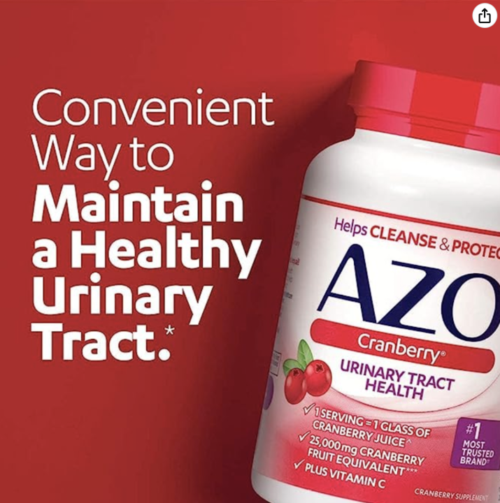 AZO Cranberry Urinary Tract Health Supplement, 1 Serving = 1 Glass of ...