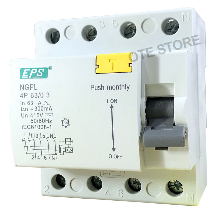 EPS 63A 300MA (0.3A) 4Pole ELCB / RCCB / 4 POLE ELCB | Lazada