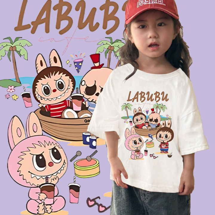 👕🎁🎀2024Labubu Children's T-shirt Popmart เสื้อยืดเด็กน่ารัก 100cm-150cm ...