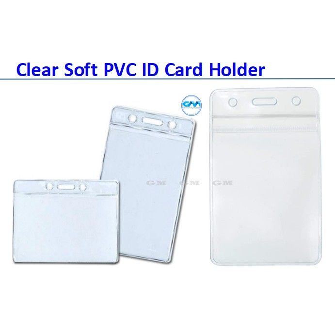 Clear Soft Plastic ID Card Holders Name Badge Vertical & Horizontal ...