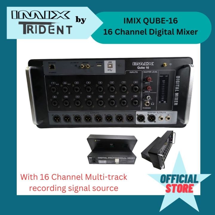 IMIX QUBE-16 16 channel digital mixer with multi track record dual FX 8 ...