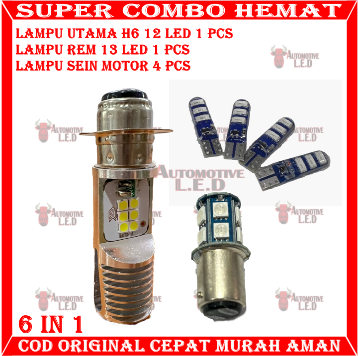 ORIGINAL COMBO PAKET HEMAT LAMPU MOTOR LED H6 LM02 BOHLAM STOP PLUS SEN ...