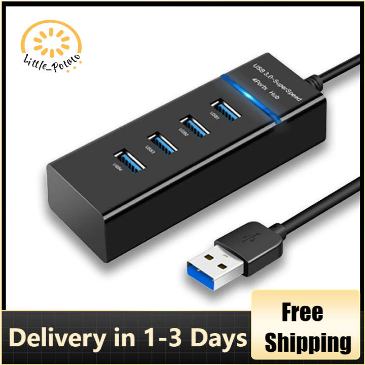 USB Hub 3.0 Port Extension Cable High Speed 4 Port Multi Splitter USB ...