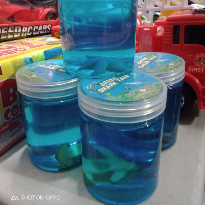 Slime mainan anak slime Green shark tale slime animal | Lazada Indonesia