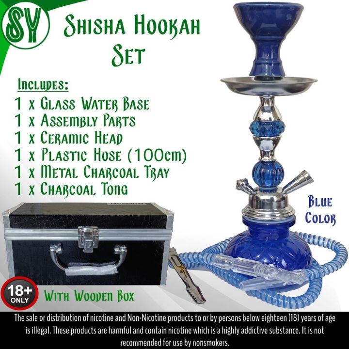 Shisha Hookah Set Glass Base with Wooden Box | Lazada PH