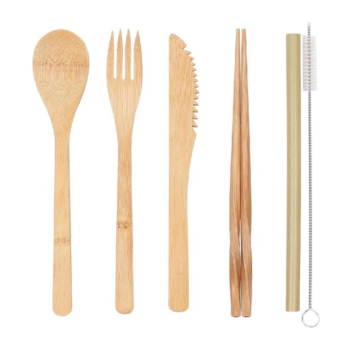 White Magic Eco Basics Reusable Bamboo Cutlery Set 6 Pack Set Made from ...
