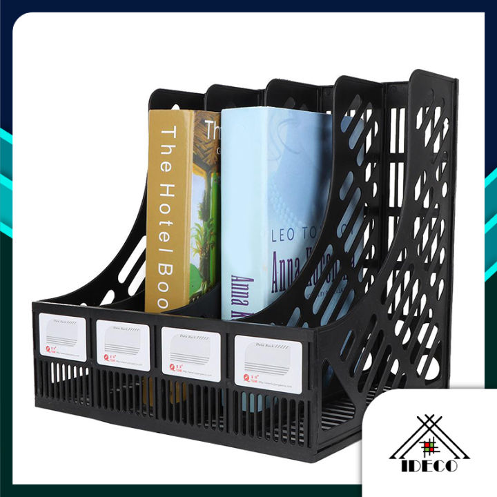 iDECO 4 Divider Magazine Holder File Stand Data Rack Home Office ...
