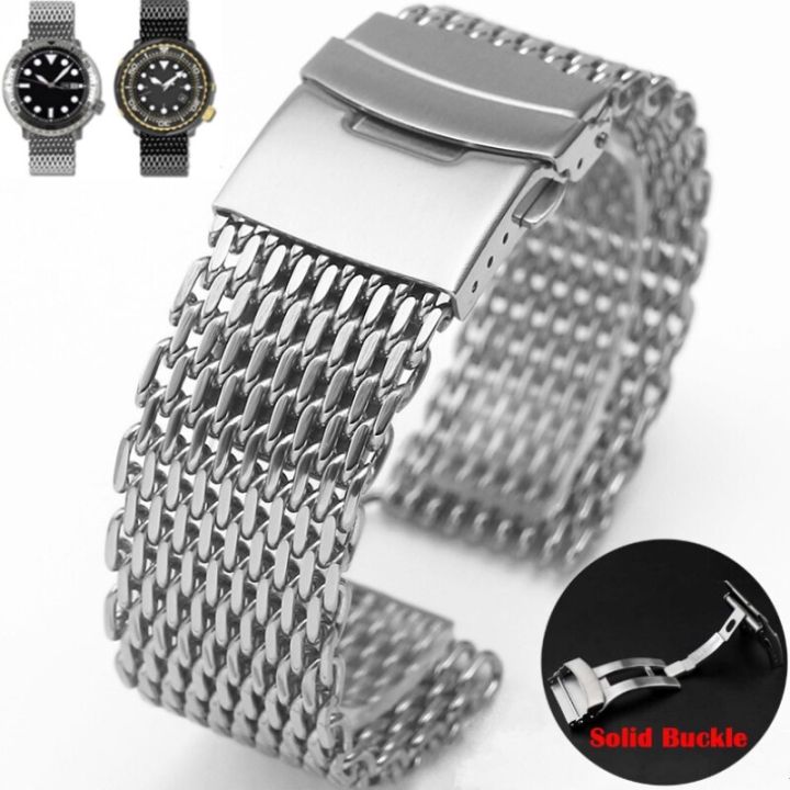 18/20/22/24Mm Mesh Solid Stainless Steel Watch Band For Seiko Diving ...