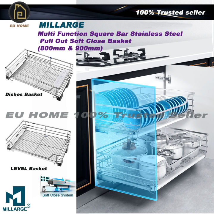 Kitchen Pull out Basket Multi Function Square Bar Soft Close Pull Out ...