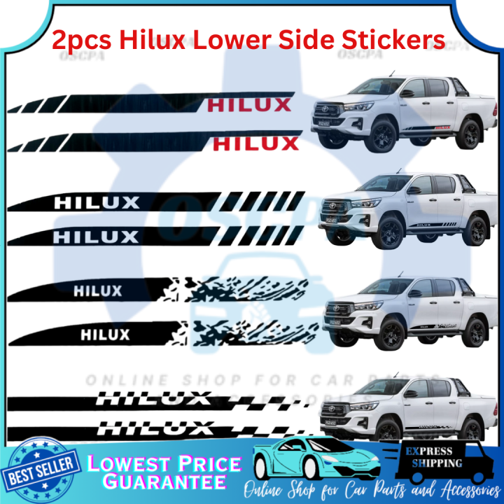 OSCPA 2pcs TOYOTA HILUX LOWER SIDE STICKER TRUNK DECAL VINYL | Lazada PH