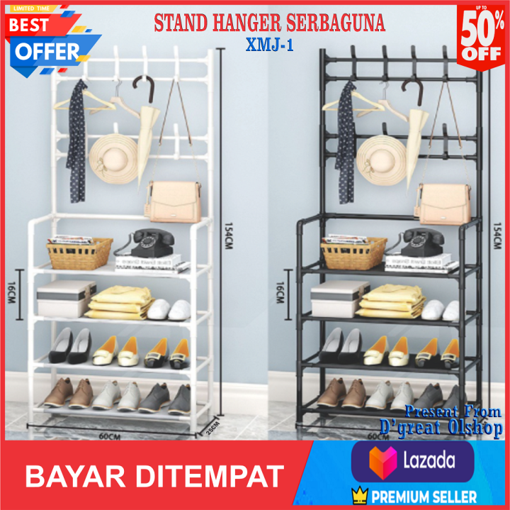 PROMO!! Stand Hanger Gantungan Baju / Rak Sepatu 4 Susun / Rak Portable ...