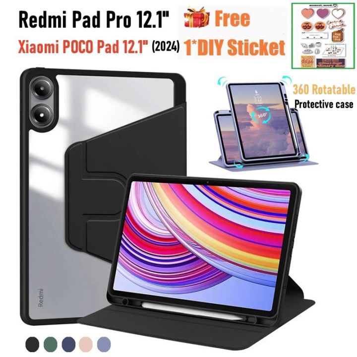Case Redmi Pad Pro 5G 12.1 Inch 720° Rotate With Pen Slot for Redmi Pad ...