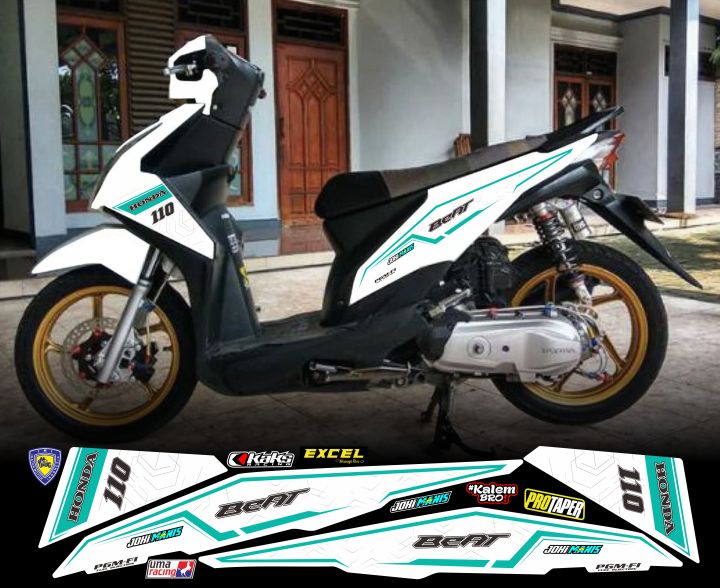 STICKER STRIPING VARIASI HONDA BEAT FI WARNA PUTIH LIS TOSCA | Lazada ...