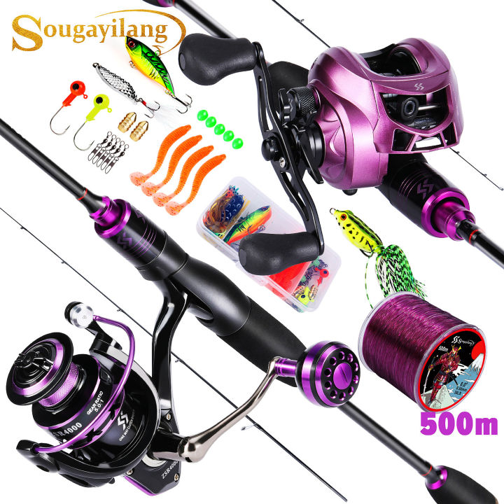 Sougayilang Fishing Set 2 Section UL Fishing Rod with Spinning Casting ...