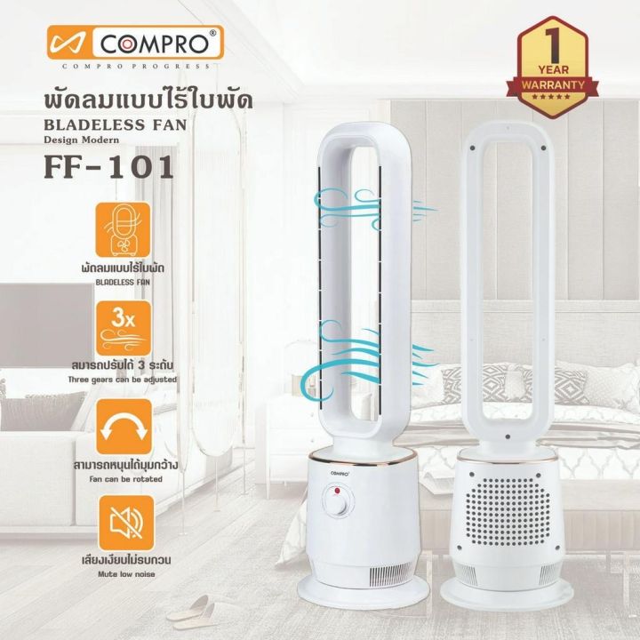 พัดลมตั้งพื้น COMPRO รุ่น FF-101 ความเร็วลมธรรมชาติ 3 สปีด ปรับให้เข้ากับสภาพแวดล้อมต่างๆ ...