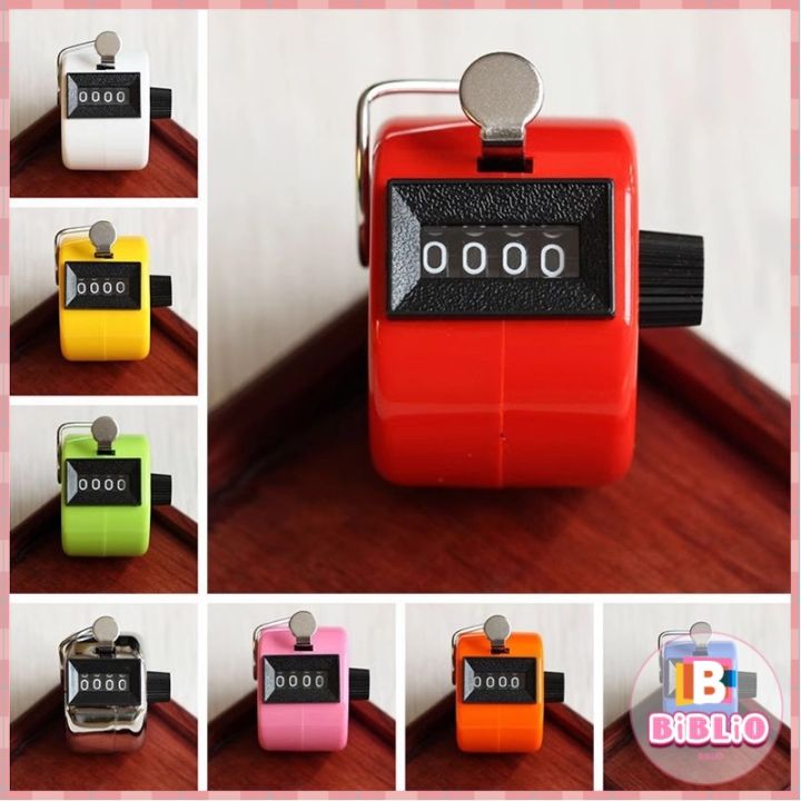 BIBLIO Mini Digital Hand Tally Counter 4 Digit Number Colorful Counting ...