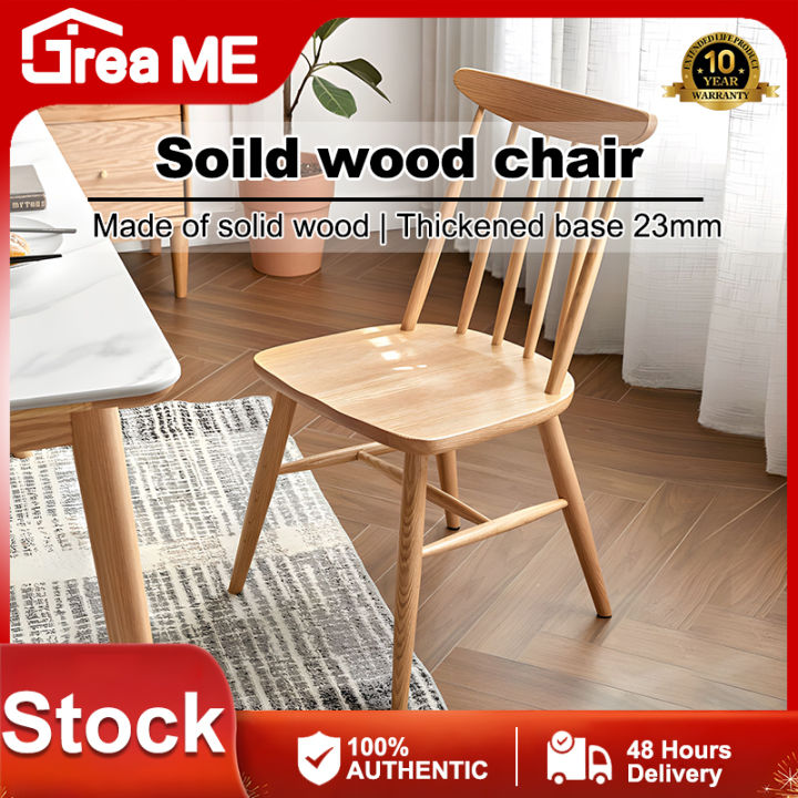 【10 Years Warranty】DreaME solid wood dining chair Backrest dining ...