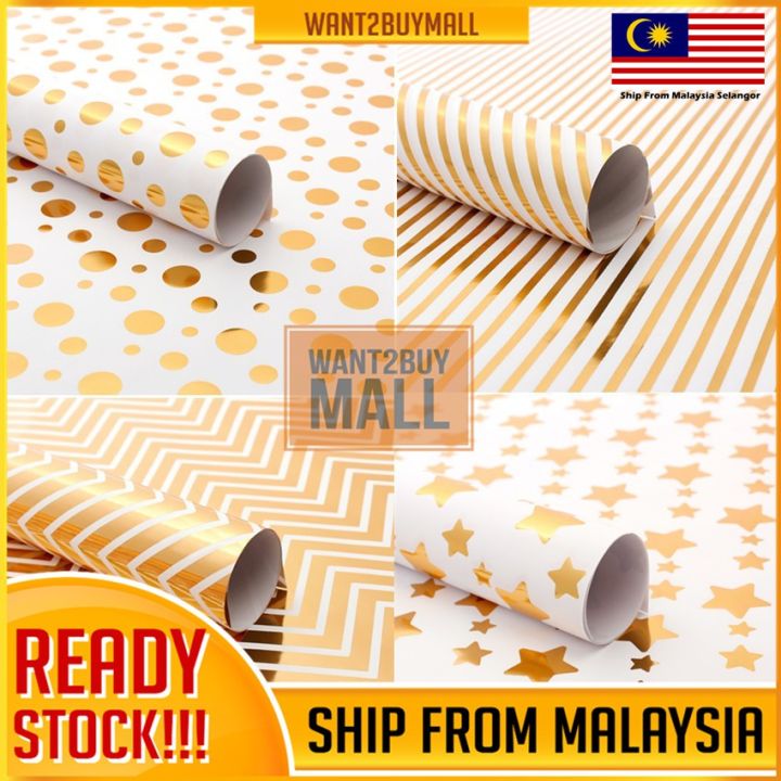 🇲🇾 🔥Ready Stock🔥 Premium Laser Gold Foil Star Dotted Stripe Wrapping ...