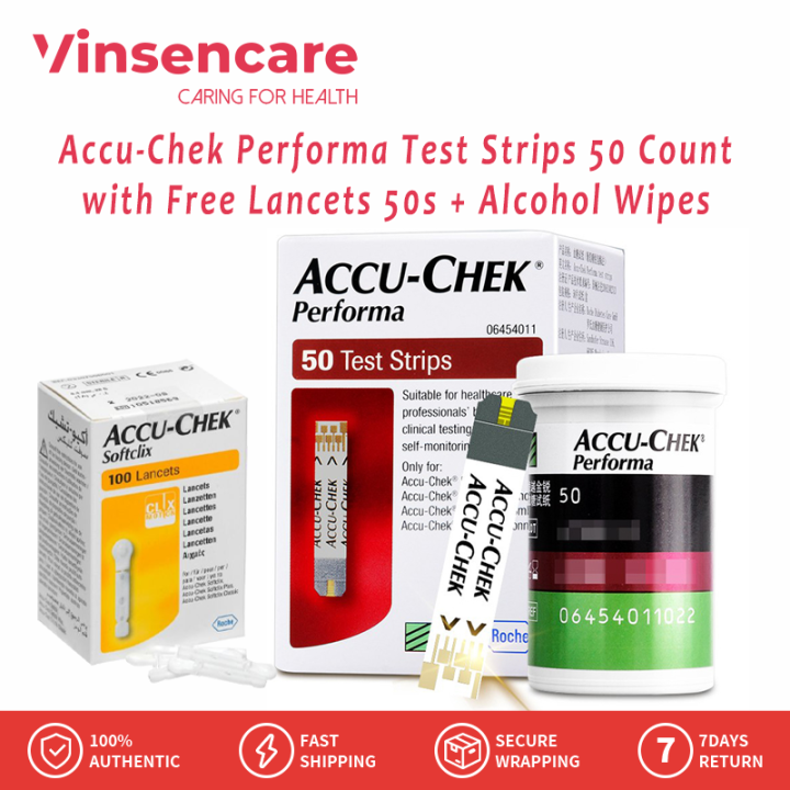 Vinsencare Accu-Chek Performa Test Strips 50 Count with Free Lancets ...