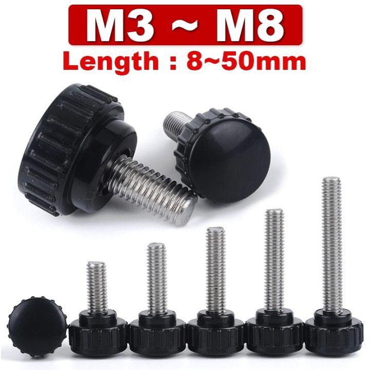 Round Head Handle Hand Screw Round Knurled Rubber Thumb Screw Plastic Tighten Bolt Nuts Knob 304 ...