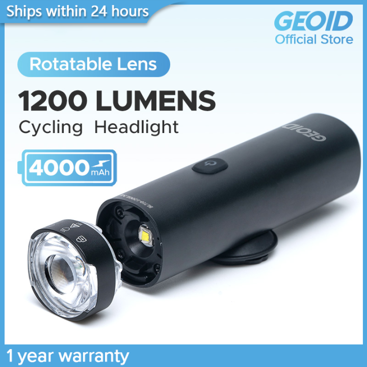 Geoid 1200 Lumens Bike Light Cycling Headlight Front Rear Lamp USB ...