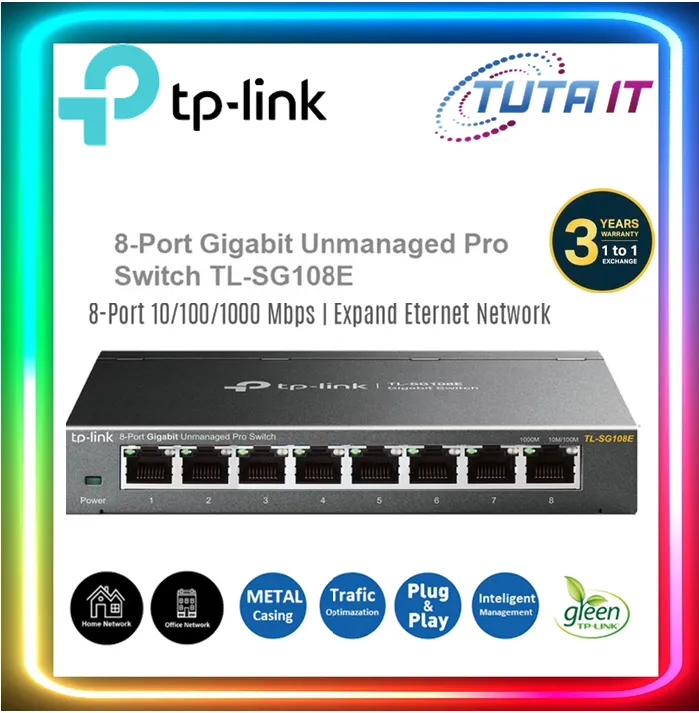 TP-Link TL-SG108E SG108E Business Solution 8-Port Gigabit Unmanaged Pro ...