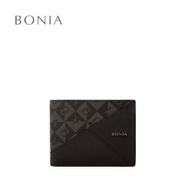 Bonia Black Alvaro Bifold Short Wallet | Lazada