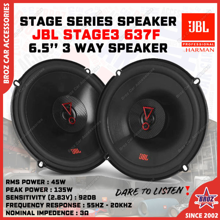 🔊 Original JBL Stage3 637F 6-1/2" 3 Way Coaxial Car Speaker 45W RMS Power 135W Peak Power Car ...