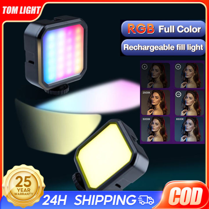 RGB fill light LED mini video light portable dimmable Pocket fill light rechargeable photography ...