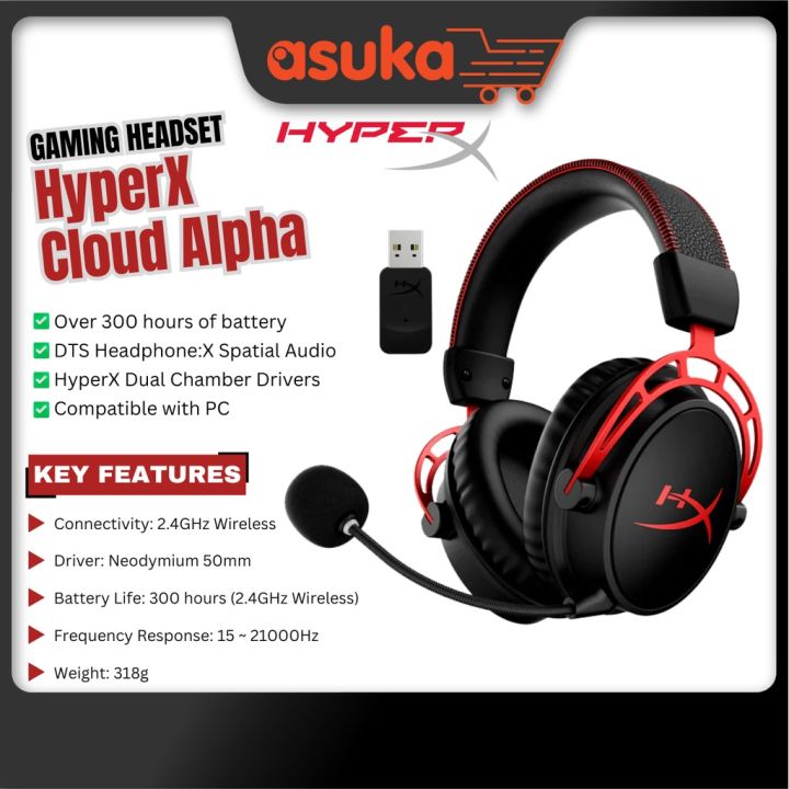 HyperX Cloud Alpha Wireless Gaming Headset (Red) / Wireless Gaming Headset | Lazada