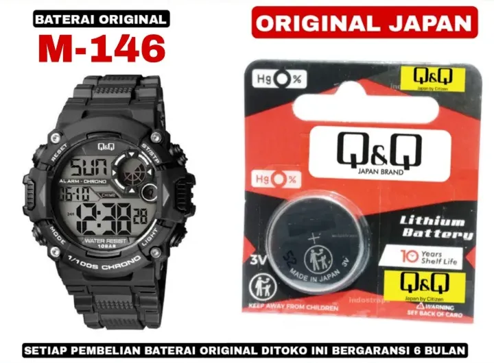 Q&q M-146 Baterai jam tangan qq QnQ Q&q M146 original bergaransi asli ...