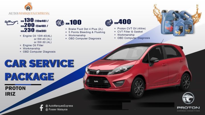 Proton Iriz Engine Oil, CVT & Brake Fluid Service Package | Lazada